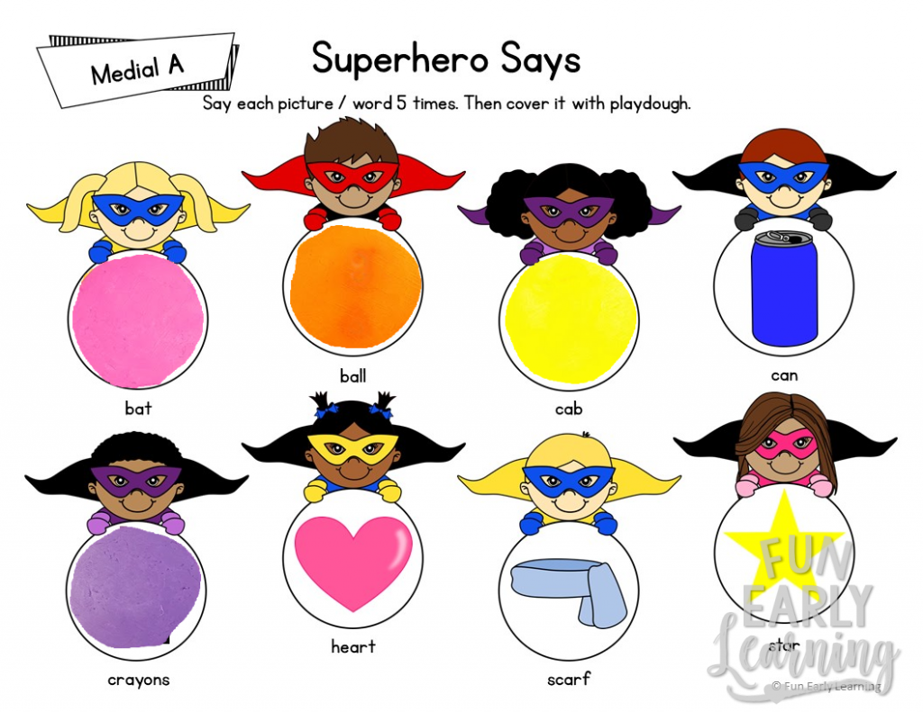 Superhero Says Articulation Practice – Medial Sounds – Fun Early Learning
