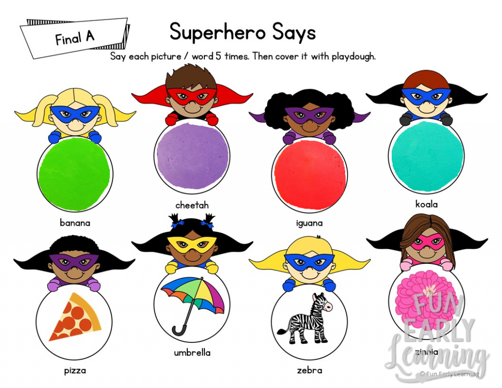 Superhero Says Articulation Practice – Final Sounds – Fun Early Learning