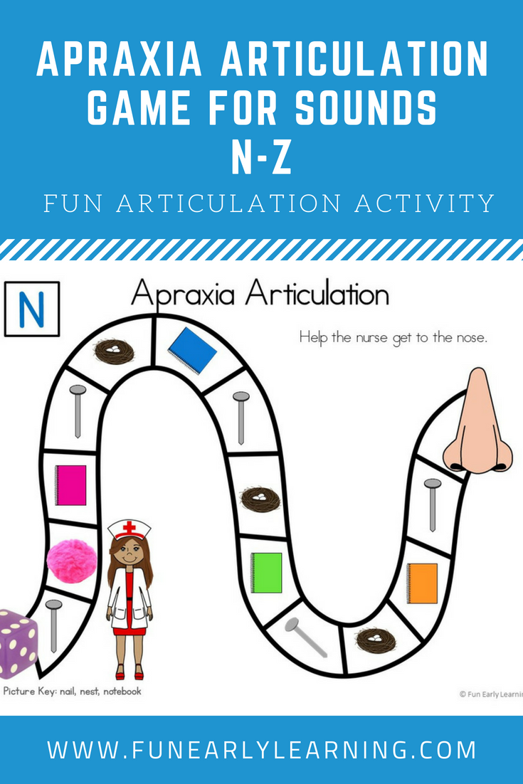 Apraxia Articulation Games N-Z Speech Therapy Activity. Fun hands-on ...