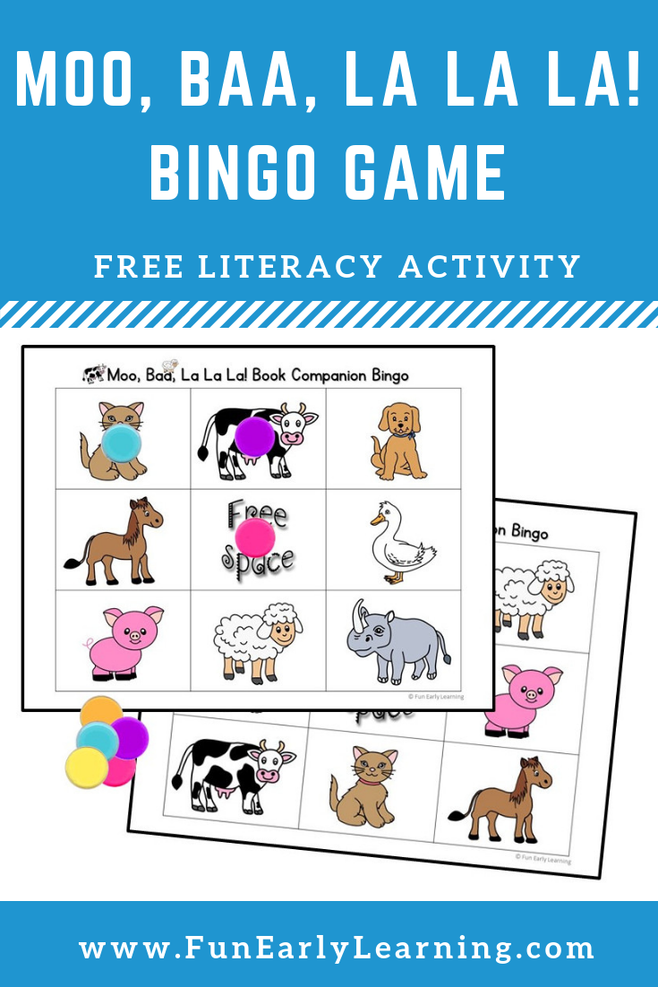 Moo, Baa, La La La! Book Companion Bingo Game – Fun Early Learning