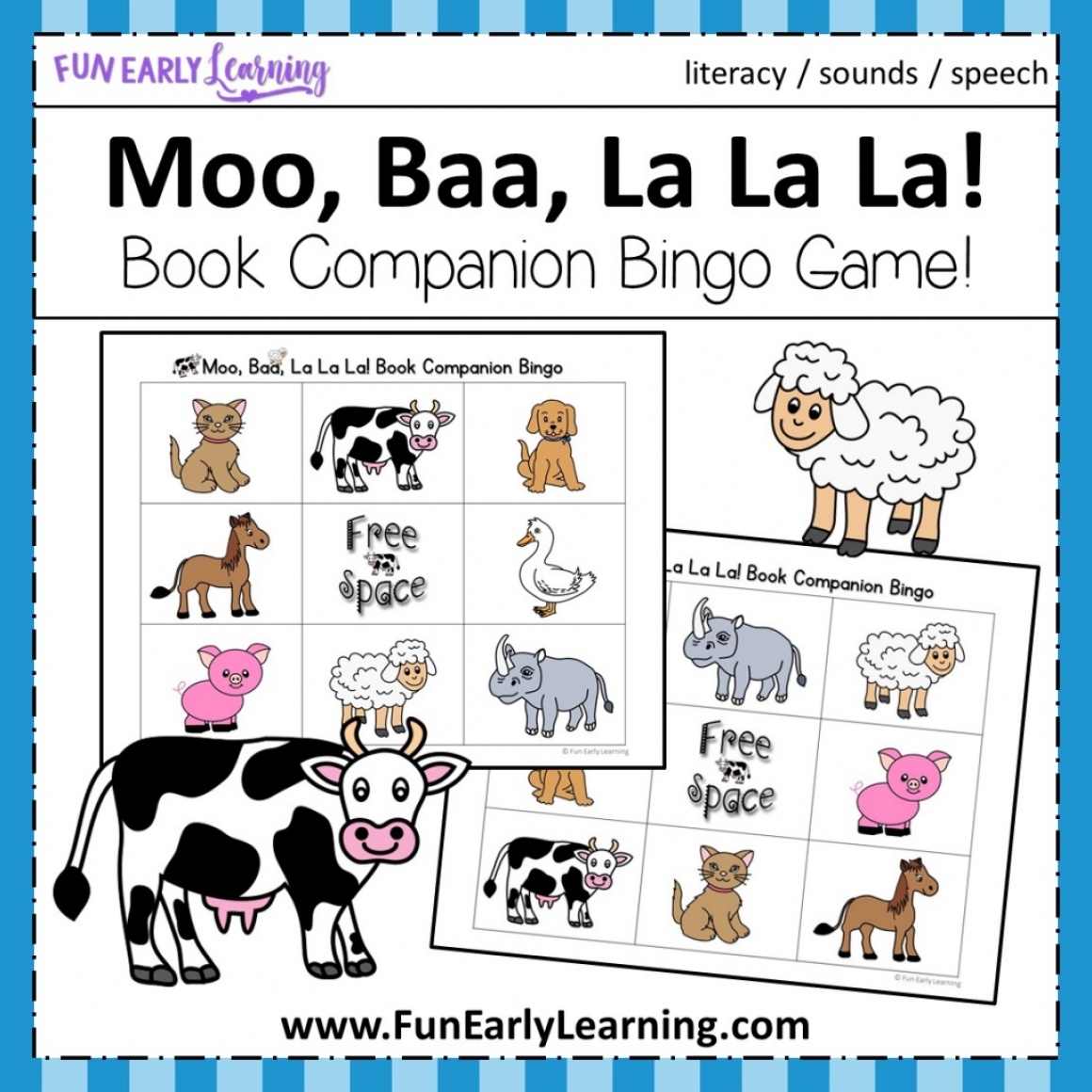 Moo, Baa, La La La! Book Companion Bingo Game – Fun Early Learning