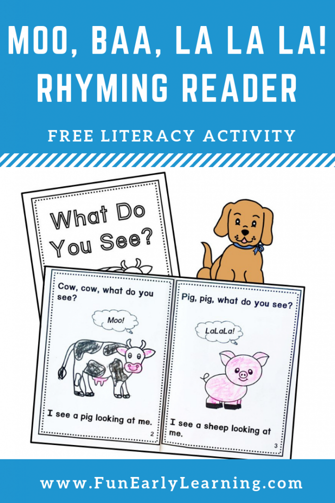 Moo, Baa, La La La! Book Companion Rhyming Reader Booklet – Fun Early ...