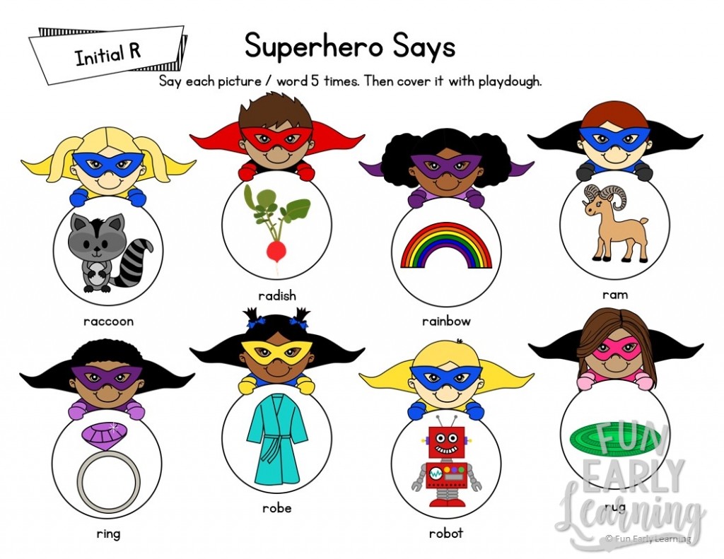Superhero Says Articulation Practice – Initial Sounds – Fun Early Learning
