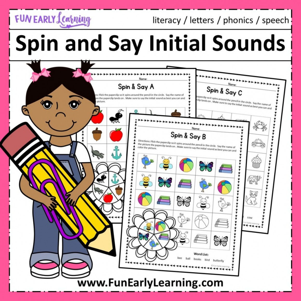 Spin and Say Initial Sounds – Fun Early Learning