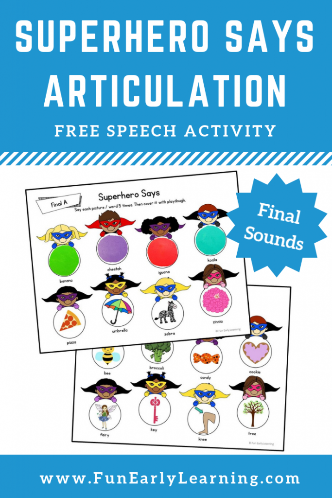 Superhero Says Articulation Practice – Final Sounds – Fun Early Learning