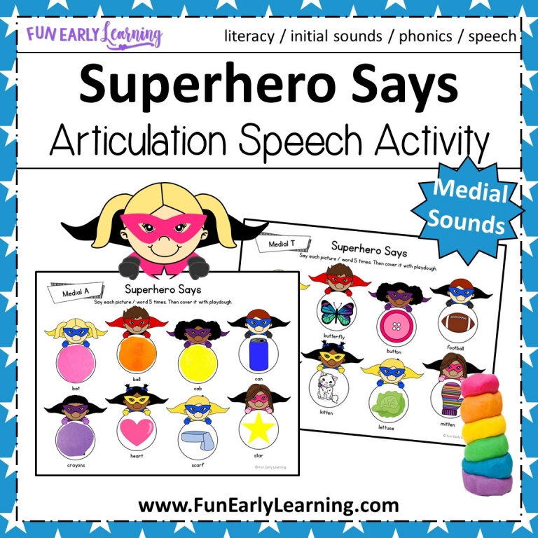 Superhero Says Articulation Practice – Medial Sounds – Fun Early Learning