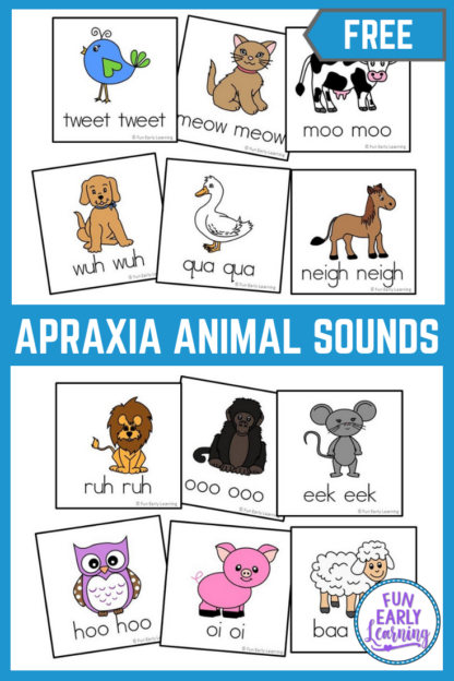 Apraxia Speech Cards – Animal Sounds – Fun Early Learning