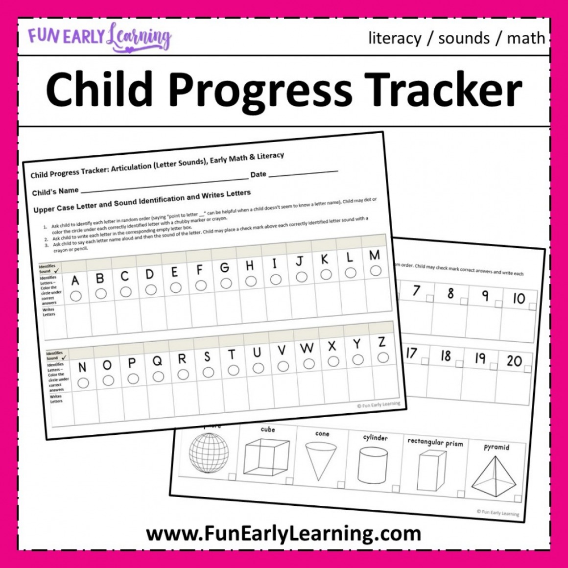 Child Progress Tracker – Articulation, Early Math and Literacy – Fun ...