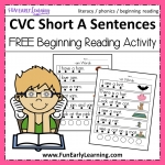 CVC Short A Sentences – Beginning Reading and Phonemic Awareness – Fun ...