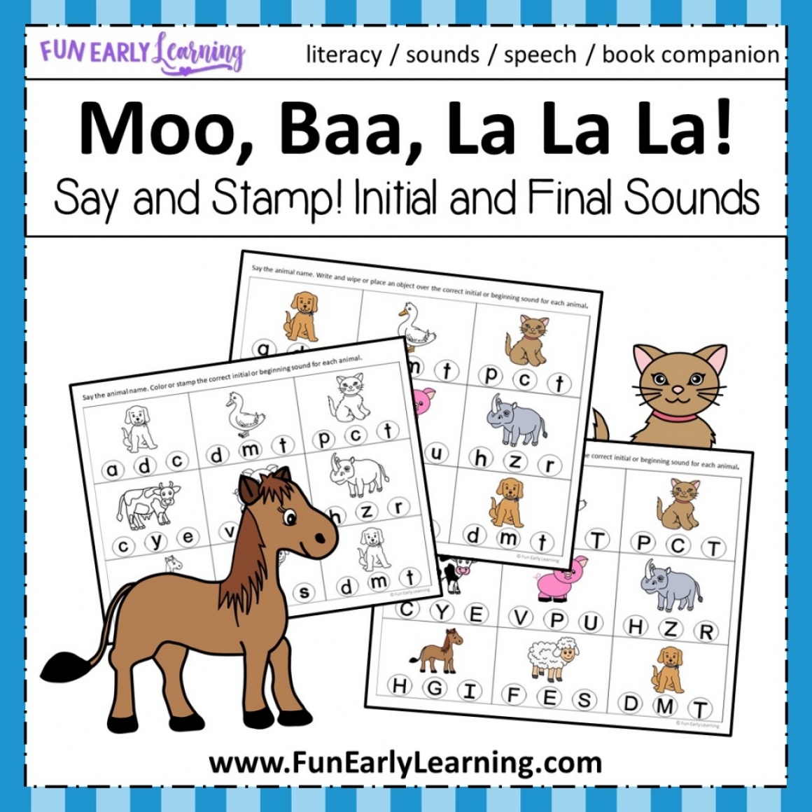 Moo, Baa, La La La! Book Companion Say and Stamp Initial & Final Sounds ...