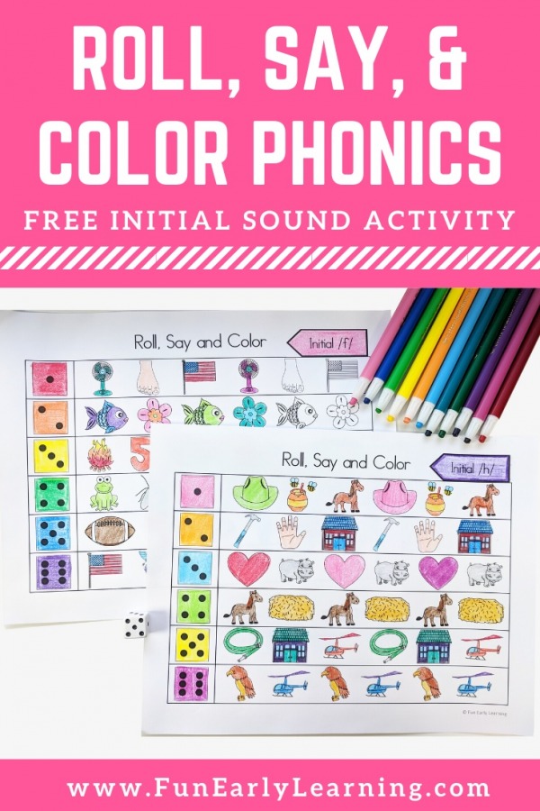 Roll, Say and Color Initial Sounds – Fun Early Learning