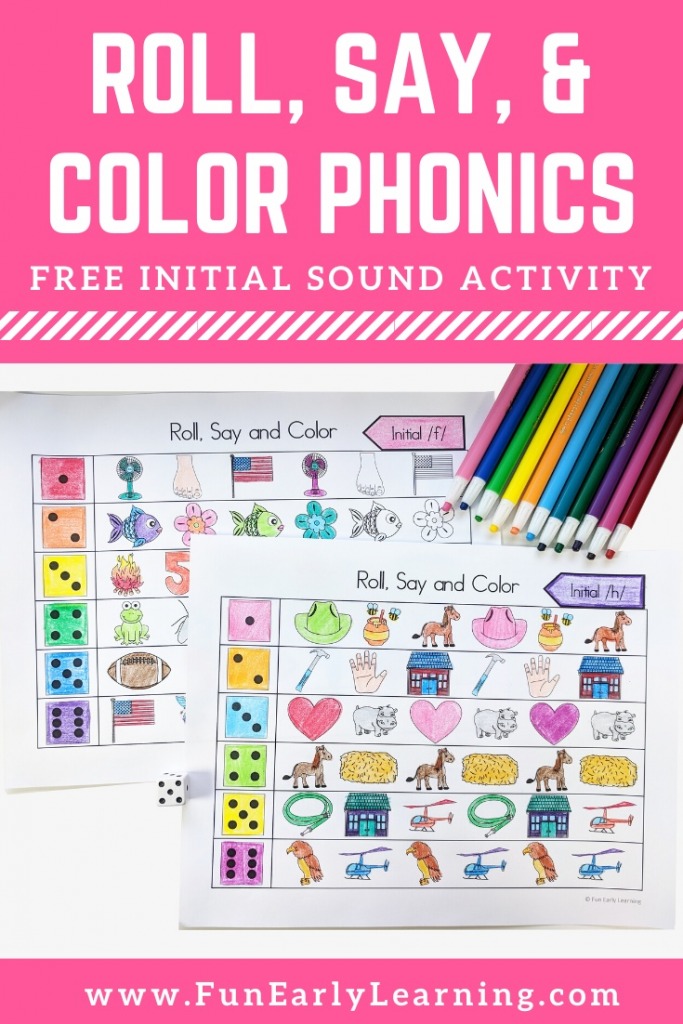 Roll, Say and Color Initial Sounds – Fun Early Learning