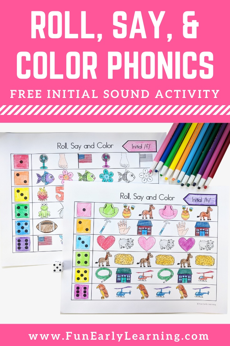 Roll, Say and Color Initial Sounds – Fun Early Learning