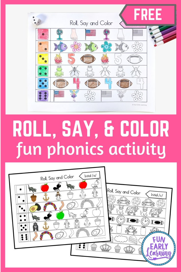 Roll, Say and Color Initial Sounds – Fun Early Learning
