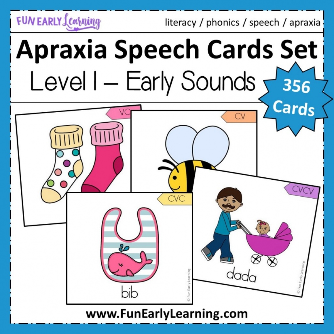 Apraxia Speech Cards Set Level 1 – Early Sounds – Fun Early Learning
