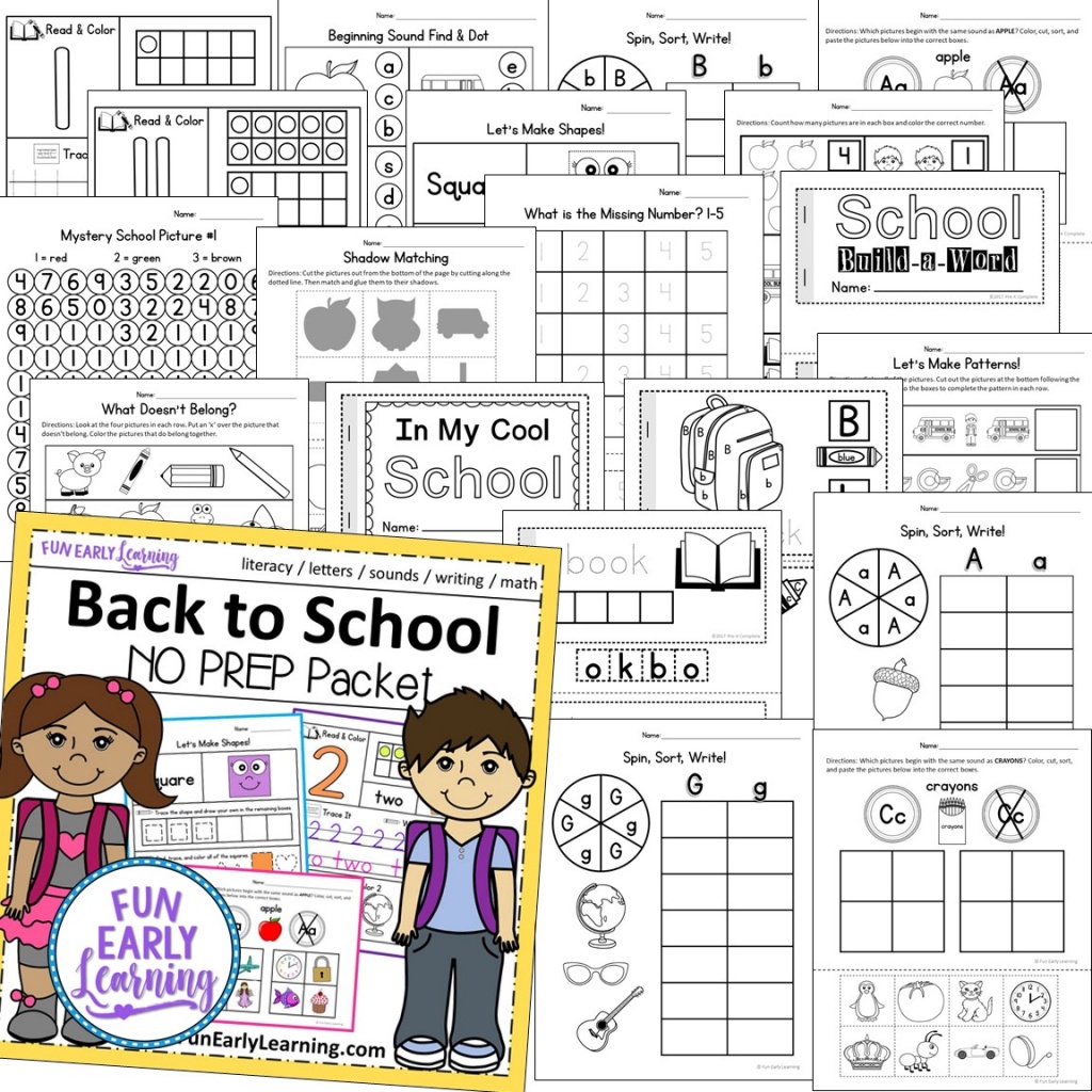 Back to School Math and Literacy NO PREP Activities – Fun Early Learning