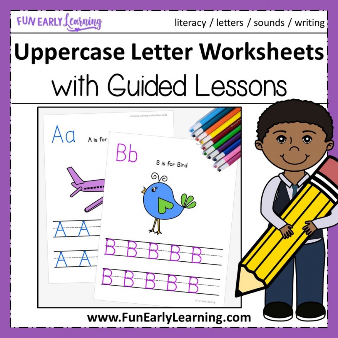 Uppercase Letter Worksheets with Guided Lessons – Fun Early Learning