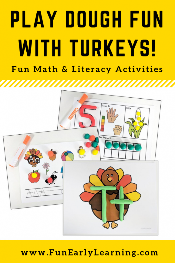 Play Dough Fun with Turkeys! Math and Literacy Activities – Fun Early ...