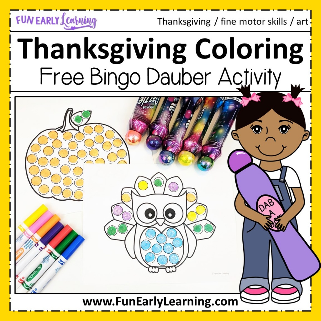 Thanksgiving Bingo Dauber Coloring Pages – Fun Early Learning
