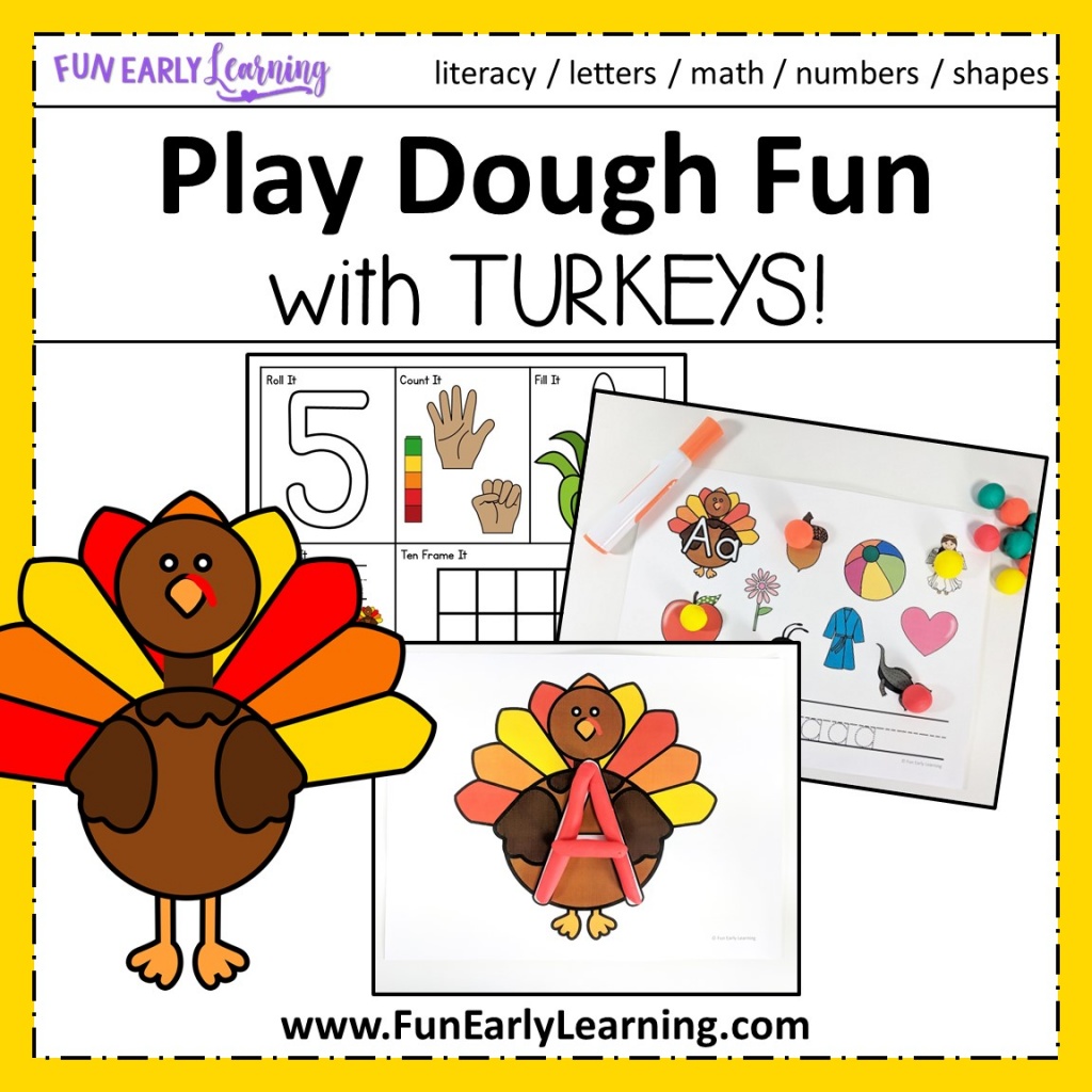 Play Dough Fun with Turkeys! Math and Literacy Activities – Fun Early ...