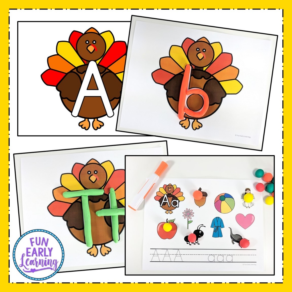 Play Dough Fun with Turkeys! Math and Literacy Activities – Fun Early ...