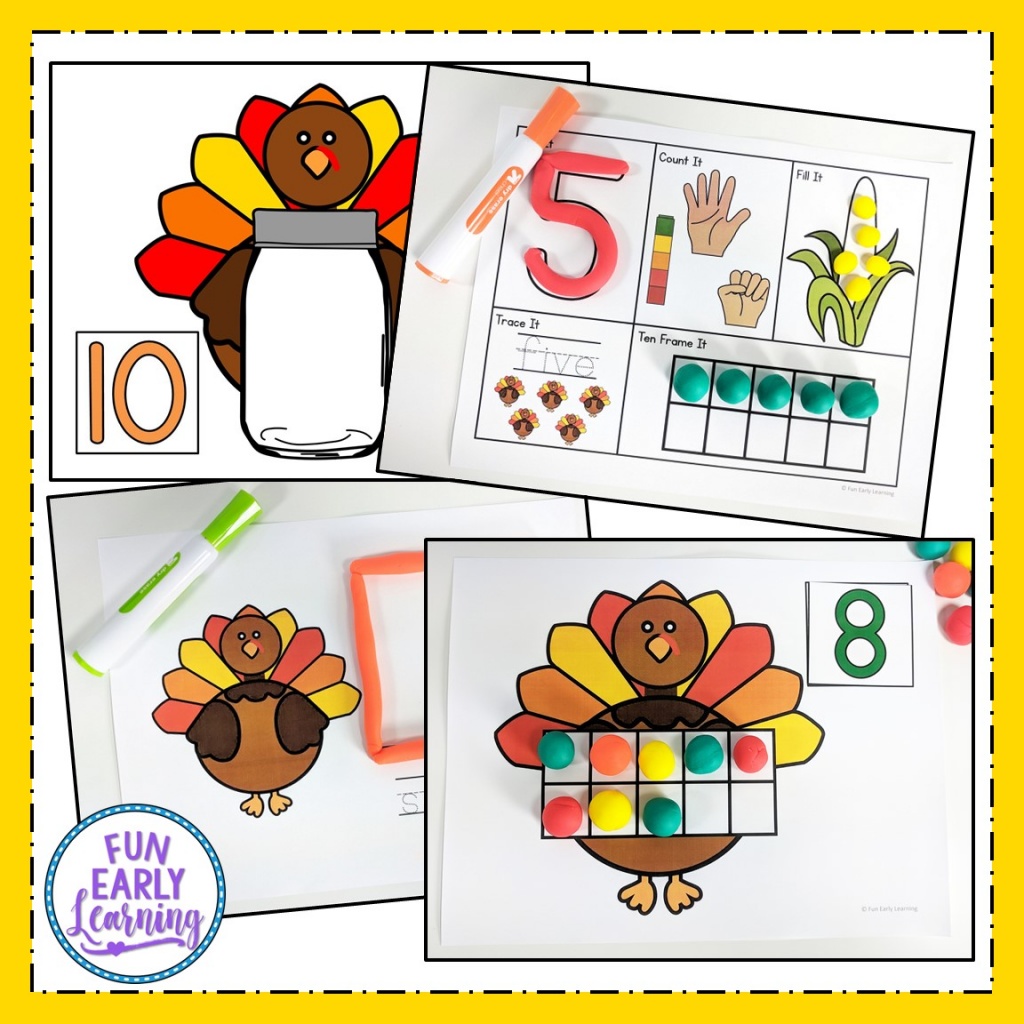 Play Dough Fun with Turkeys! Math and Literacy Activities – Fun Early ...