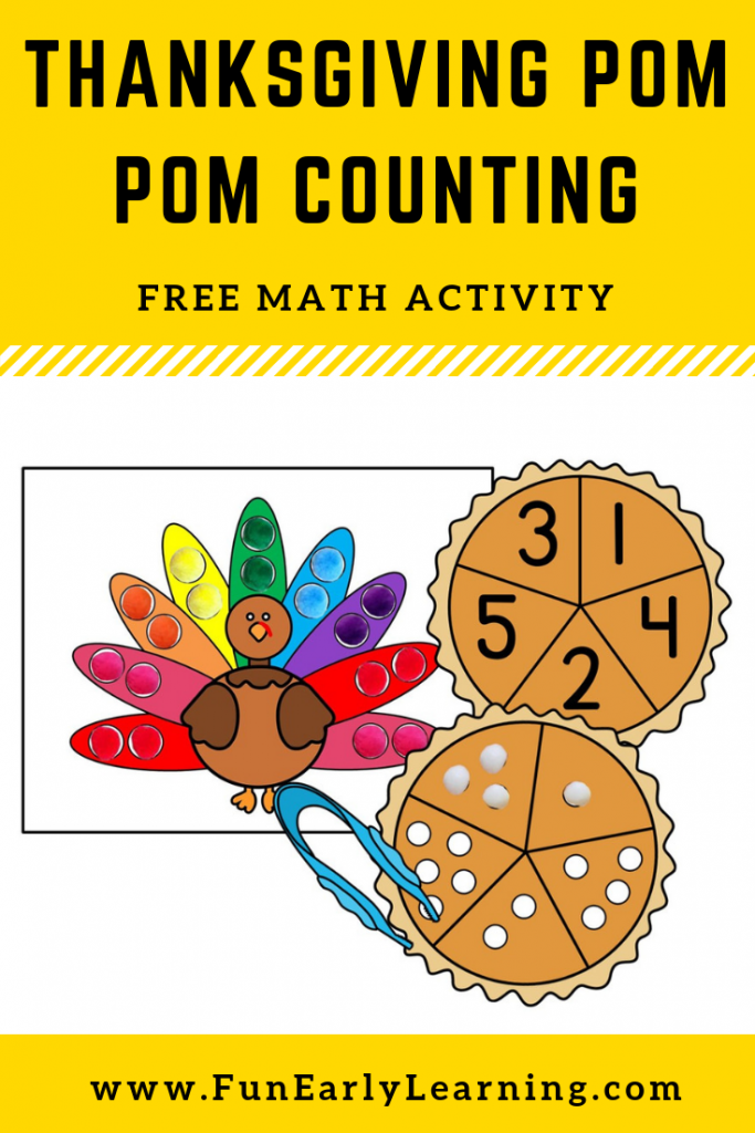 Thanksgiving Pom Pom Counting – Free Math Printable – Fun Early Learning