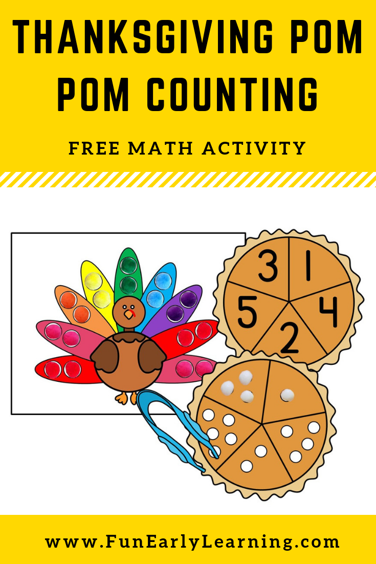 Thanksgiving Pom Pom Counting – Free Math Printable – Fun Early Learning