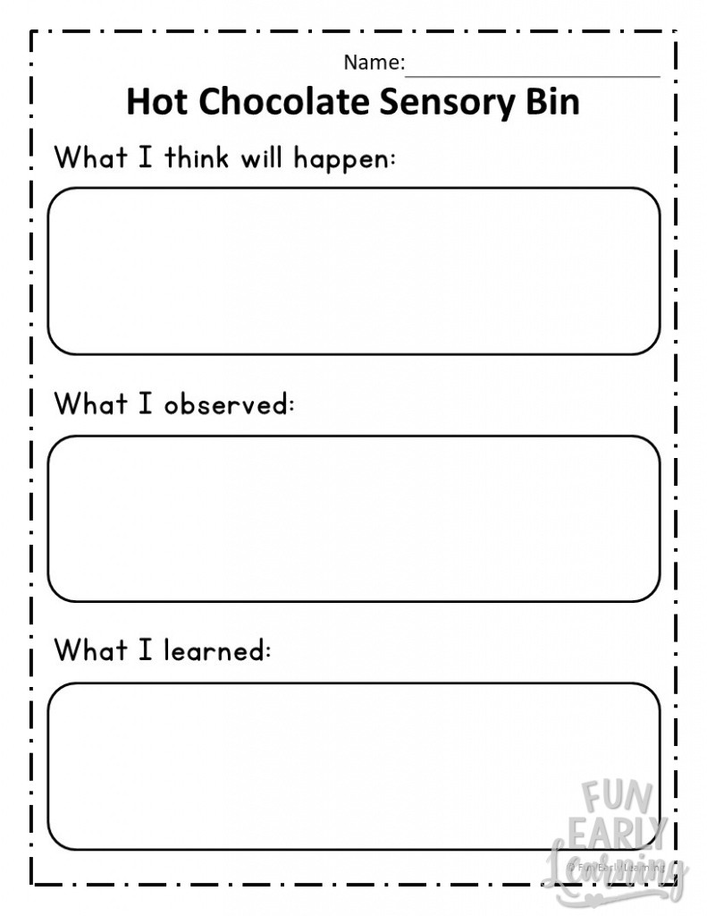 Hot Chocolate Cloud Dough Sensory Bin with Recording Sheet