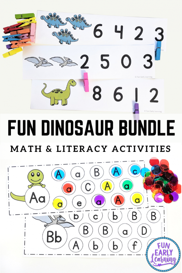 Dinosaur Theme Bundle – Literacy, Math and Craft Activities – Fun Early ...