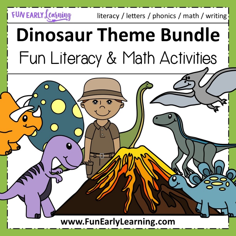 Dinosaur Theme Bundle – Literacy, Math and Craft Activities – Fun Early ...