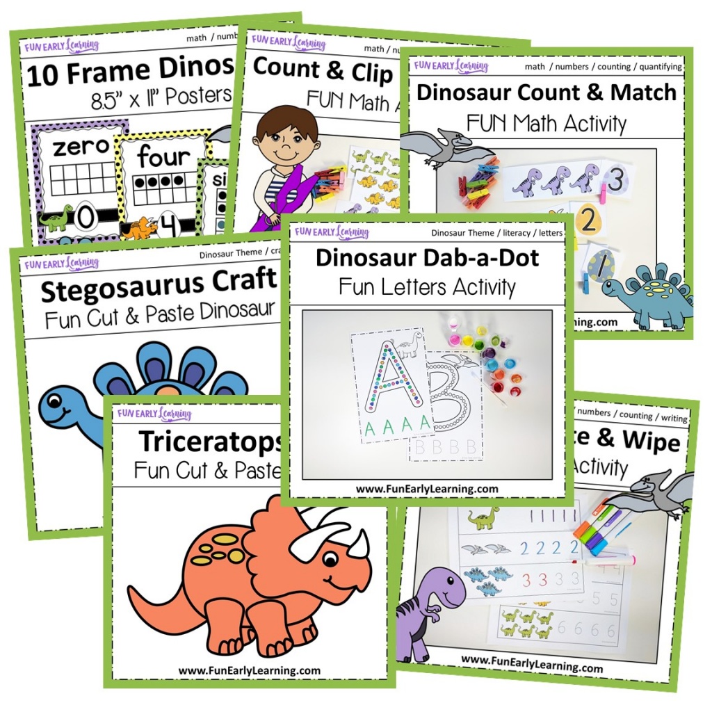 Dinosaur Theme Bundle – Literacy, Math and Craft Activities – Fun Early ...