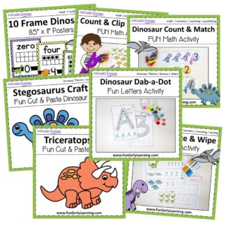 Dinosaur Theme Bundle – Literacy, Math and Craft Activities – Fun Early ...
