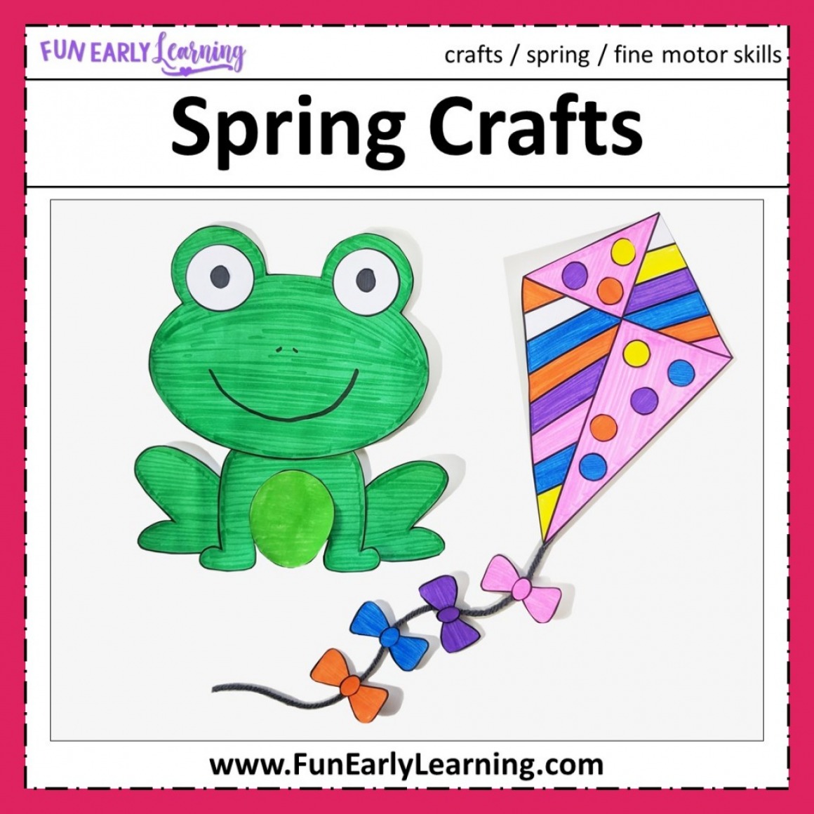 Spring Crafts – Flower, Frog, Kite, and Umbrella – Fun Early Learning