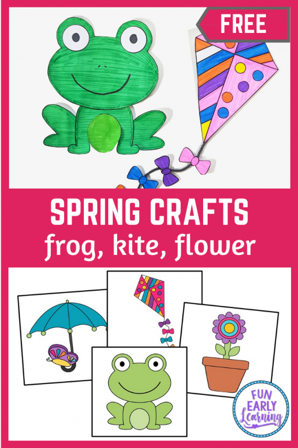 Spring Crafts – Flower, Frog, Kite, and Umbrella – Fun Early Learning