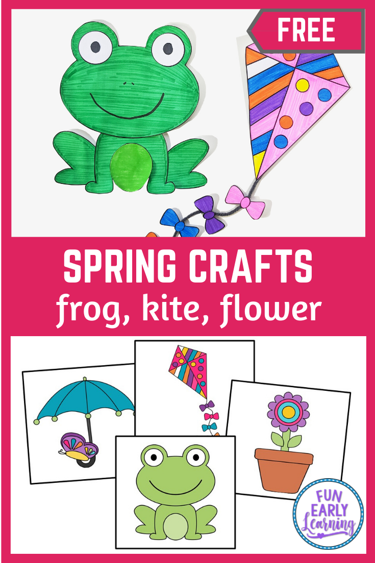 Spring Crafts – Flower, Frog, Kite, and Umbrella – Fun Early Learning