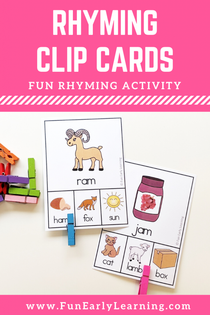 Rhyming Clip Cards – CVC Words and More! – Fun Early Learning