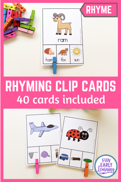 Rhyming Clip Cards – CVC Words and More! – Fun Early Learning