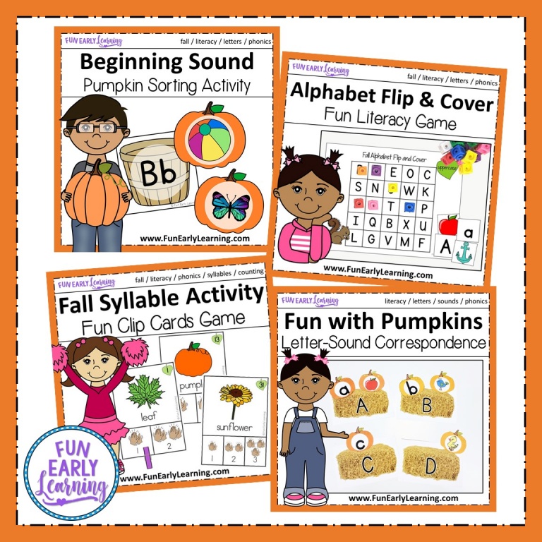 Fall Activities Bundle – Math, Literacy, and Crafts – Fun Early Learning