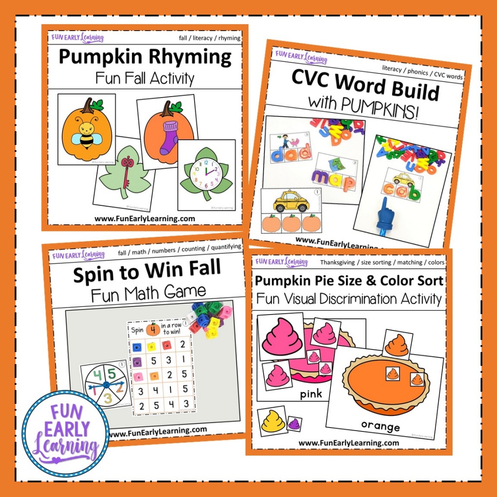 Fall Activities Bundle – Math, Literacy, and Crafts – Fun Early Learning