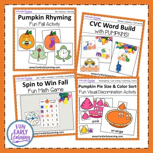 Fall Activities Bundle – Math, Literacy, and Crafts – Fun Early Learning