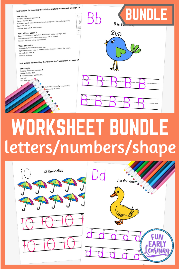 Letters, Numbers & Shapes Worksheets with Guided Lessons Bundle – Fun ...