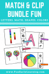 Match and Clip Bundle for Letters, Phonics, Numbers, Shapes, and Colors