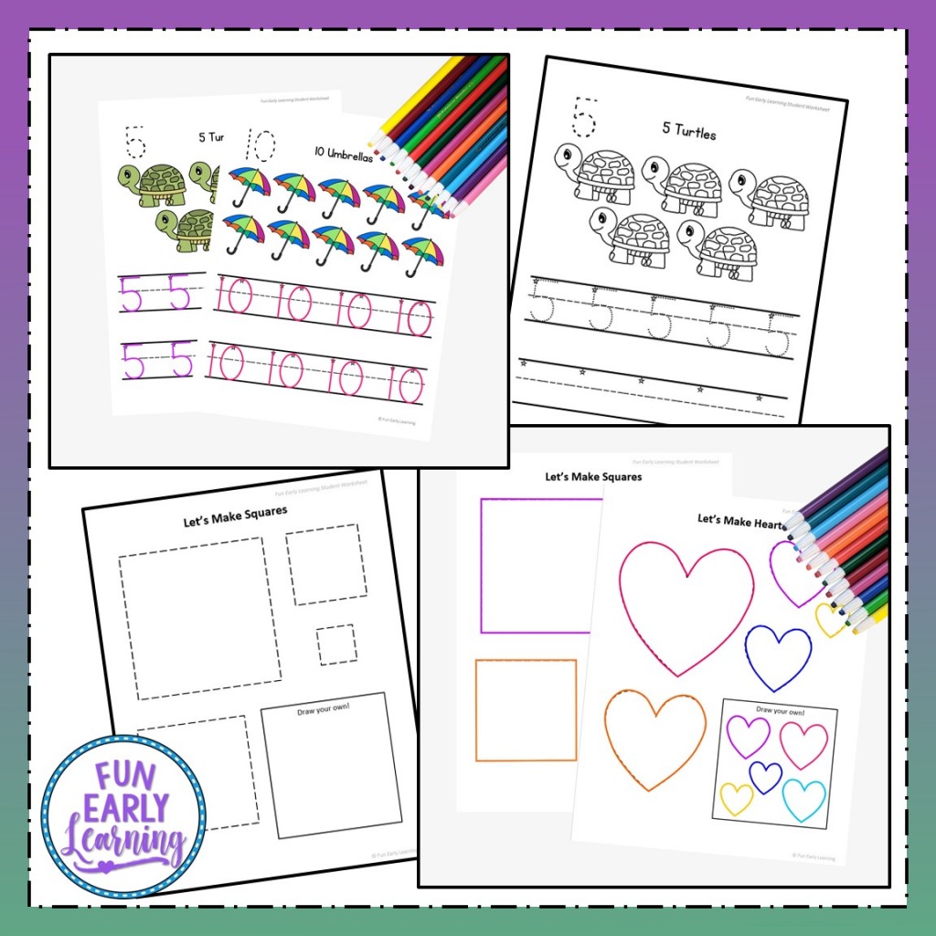 Letters, Numbers & Shapes Worksheets with Guided Lessons Bundle – Fun ...