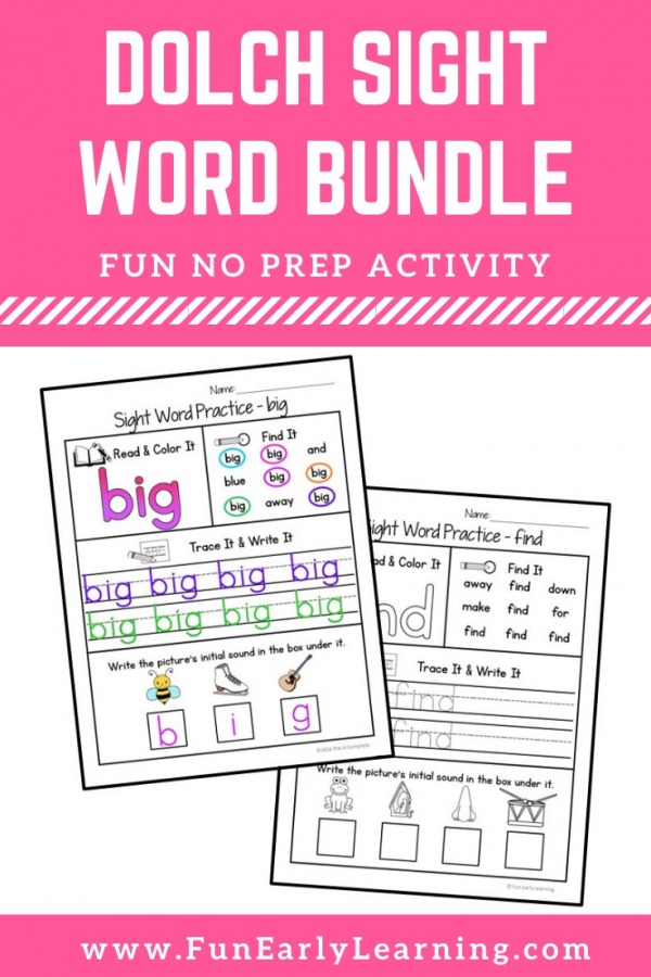 Dolch Sight Word Practice Bundle – Fun Early Learning
