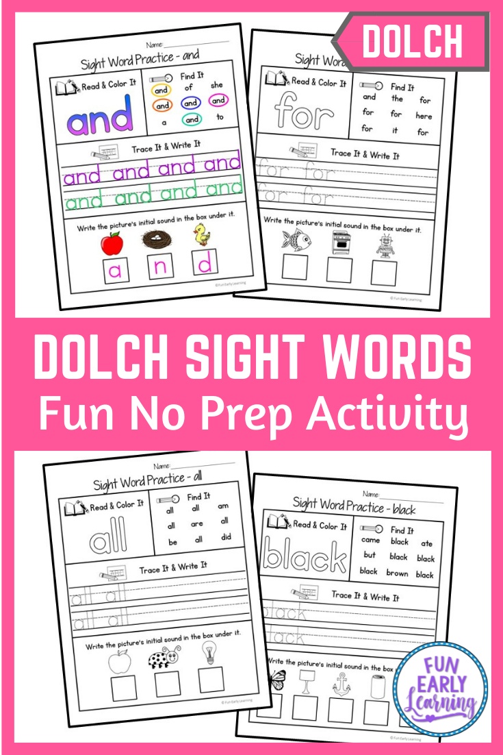 Dolch Sight Word Practice Bundle – Fun Early Learning
