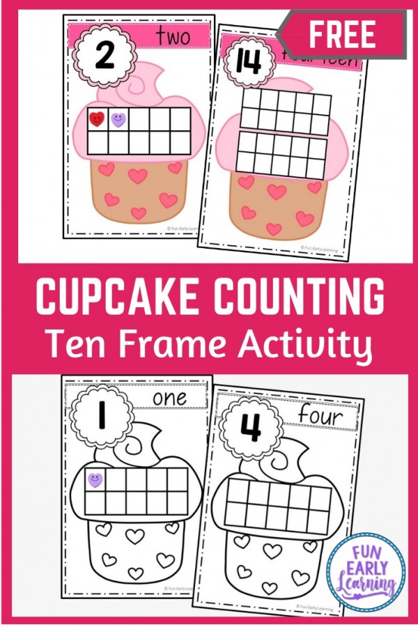 Cupcake Counting with Ten Frames Free Printable – Fun Early Learning