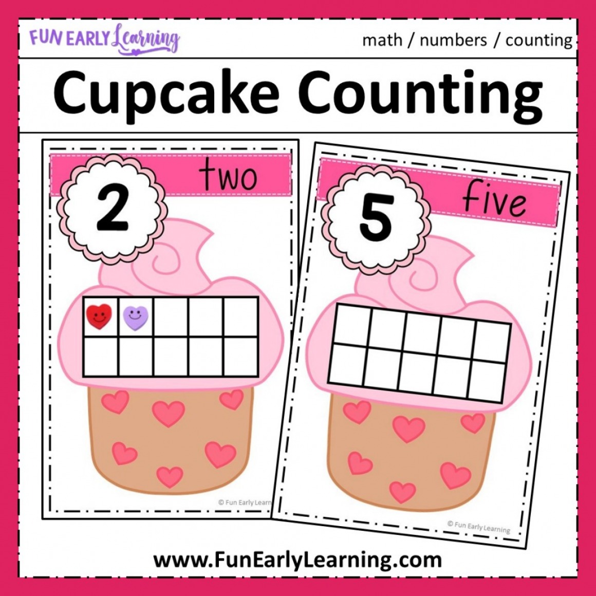 Cupcake Counting with Ten Frames Free Printable – Fun Early Learning