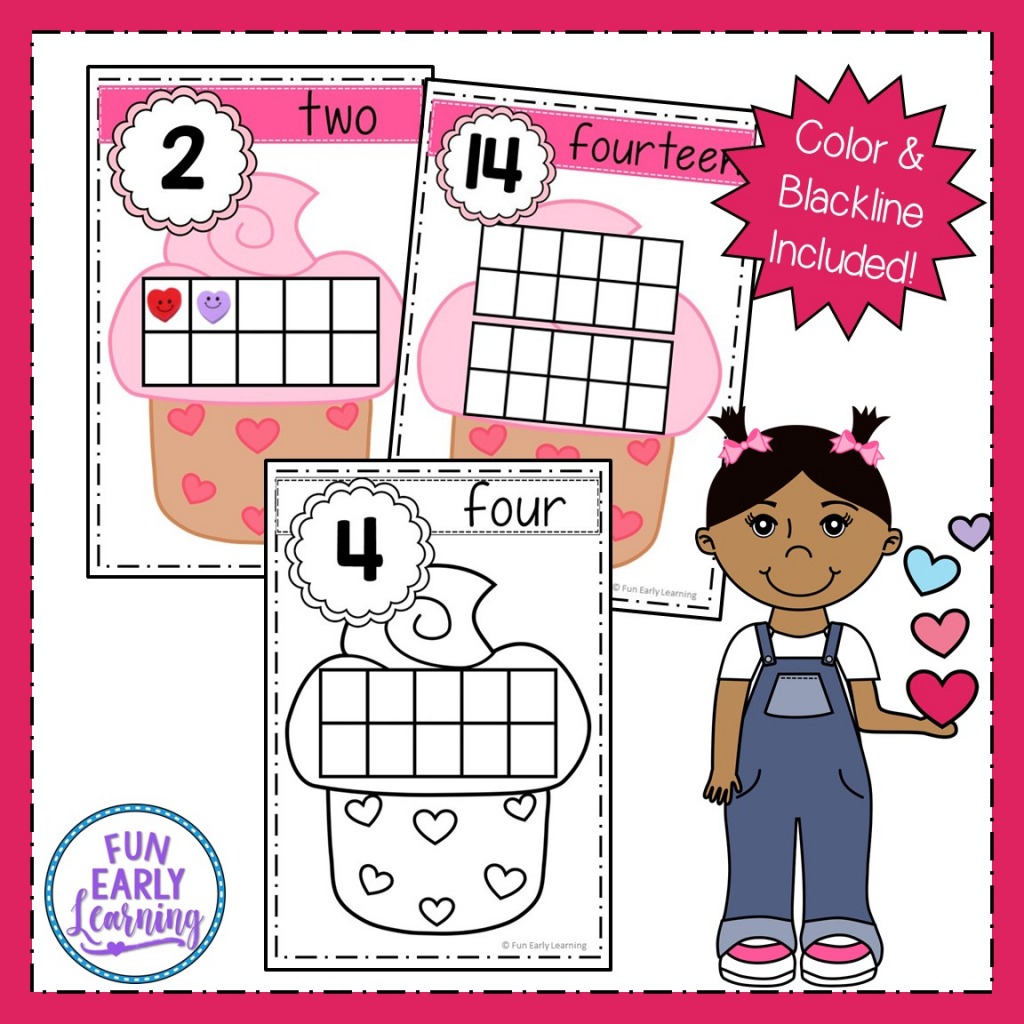 Cupcake Counting with Ten Frames Free Printable – Fun Early Learning