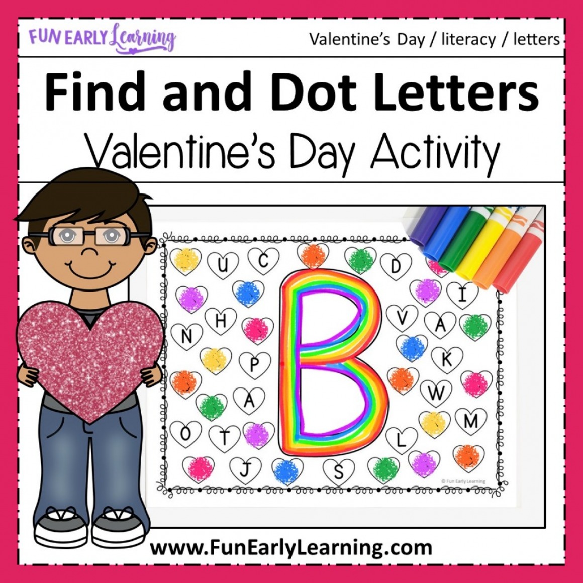 Find and Dot Valentine’s Day Letters Free Printable – Fun Early Learning